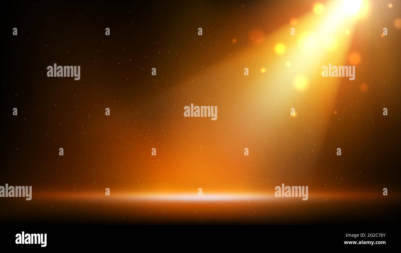 Gold spotlight background. Illuminated golden stage. Background for ...