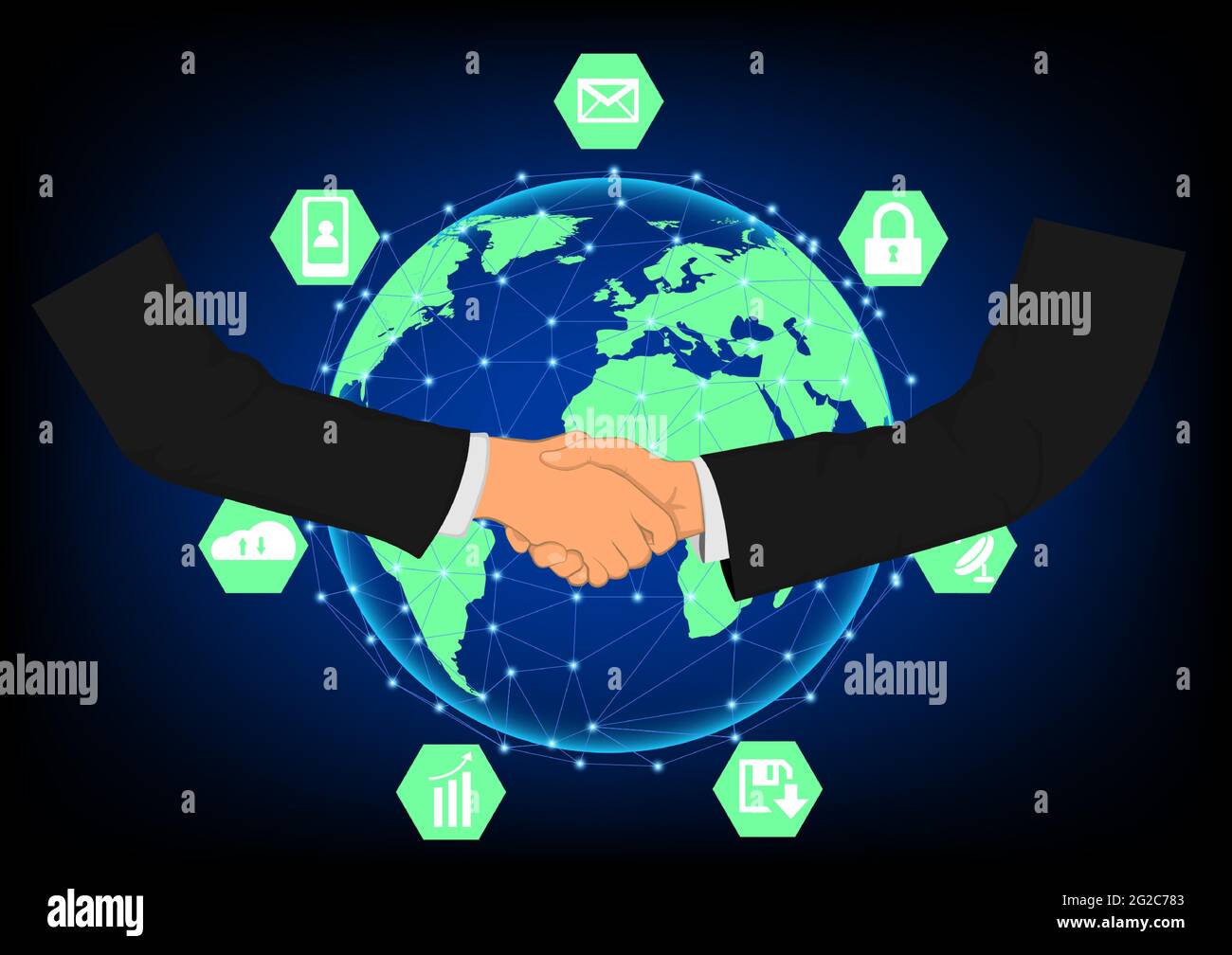 Drawing Graphics hand of business man shaking hands for successful ...