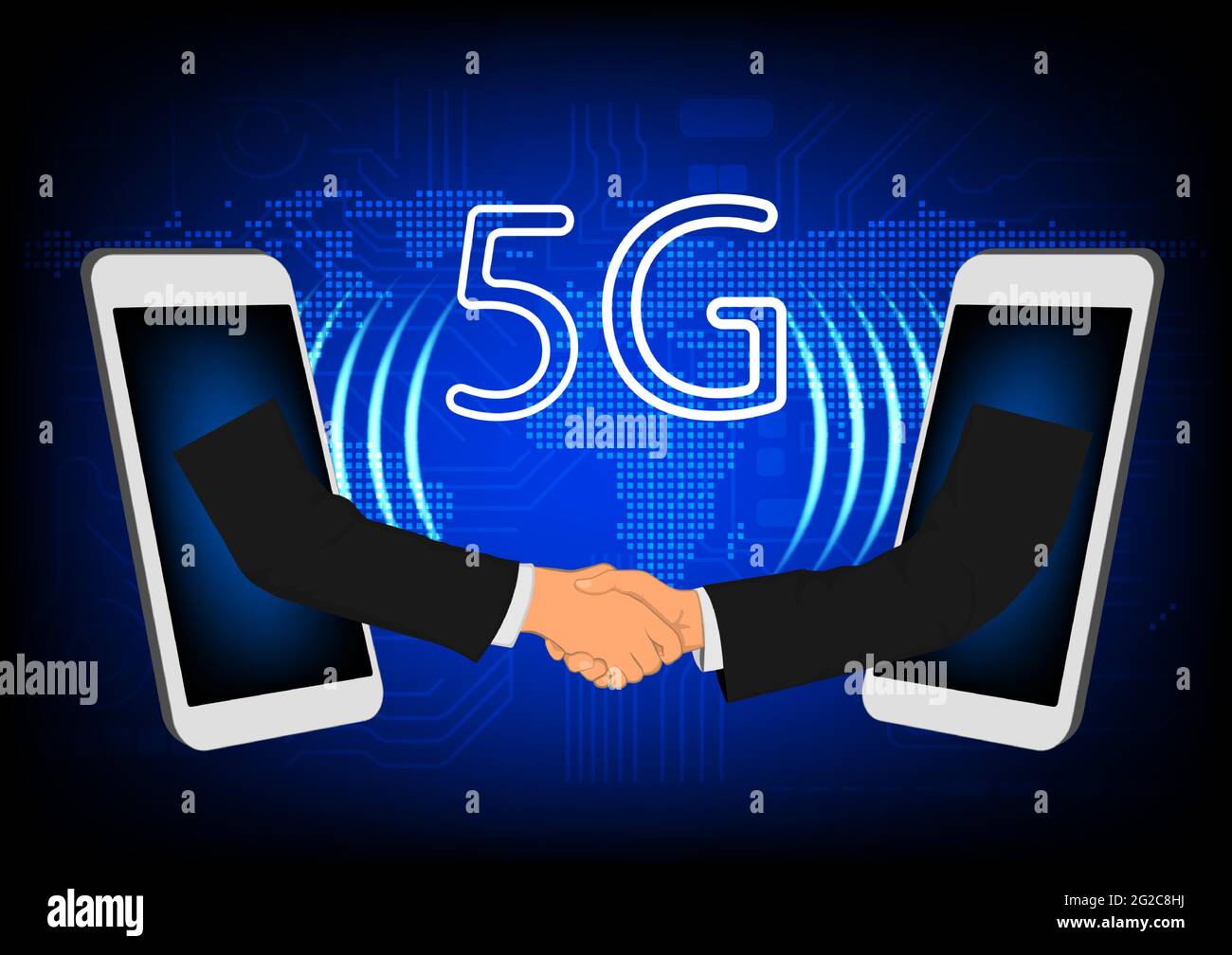 image graphics technology 5G network world global network by smartphone ...