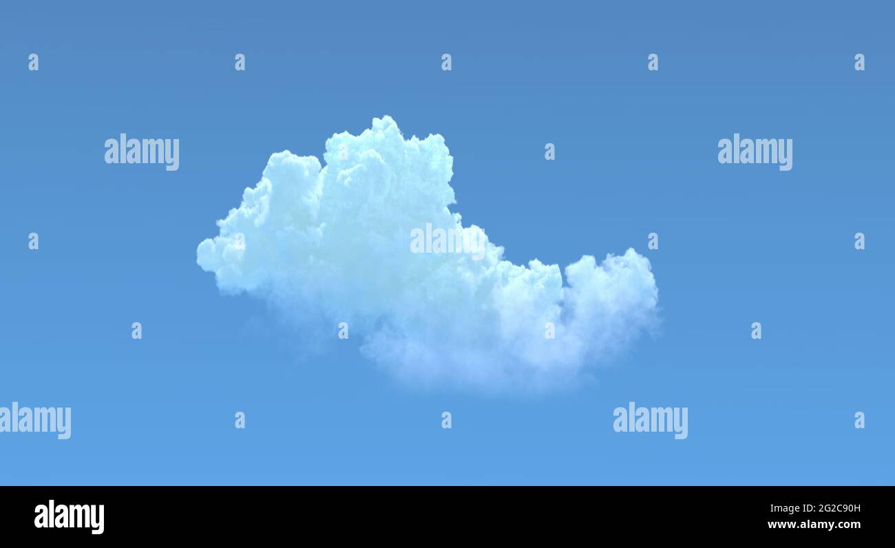 lone cloud on blue sky isolated, digital nature 3D illustration Stock ...