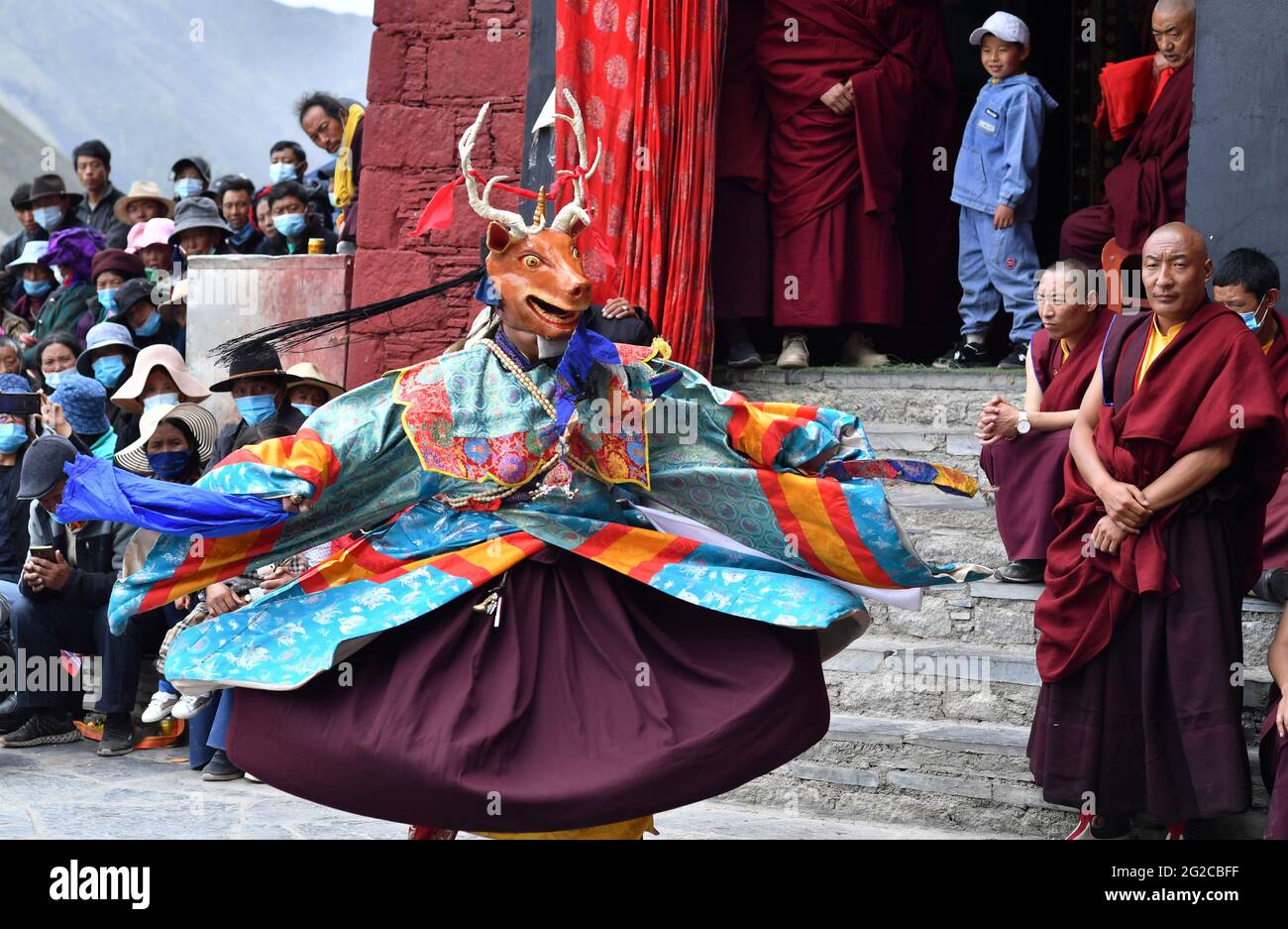 Lhasa, China's Tibet Autonomous Region. 9th June, 2021. A Buddhist monk ...