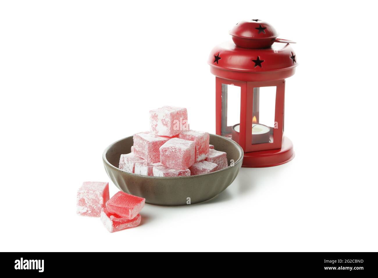 Delicious turkish delight isolated on white background Stock Photo - Alamy