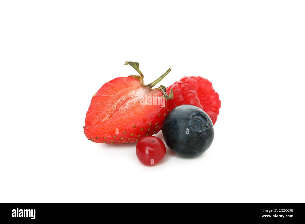 Delicious berry mix isolated on white background Stock Photo - Alamy