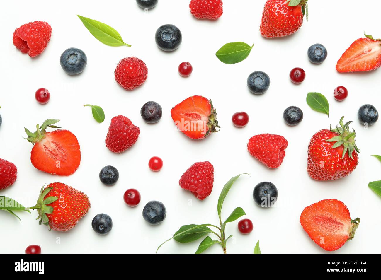 Delicious fresh berry mix on white background Stock Photo - Alamy