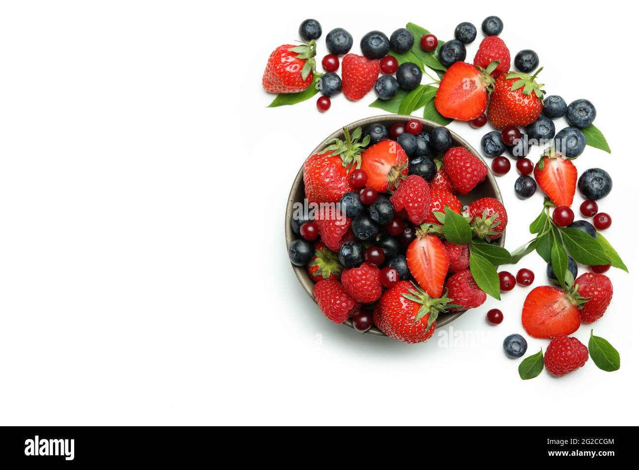 Delicious fresh berry mix on white background Stock Photo - Alamy