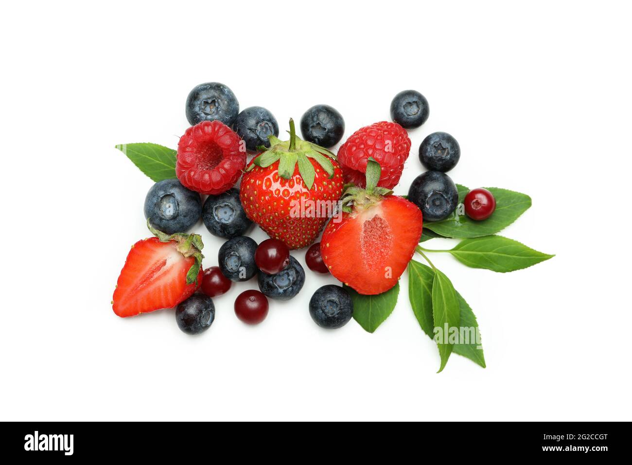 Delicious fresh berry mix on white background Stock Photo - Alamy