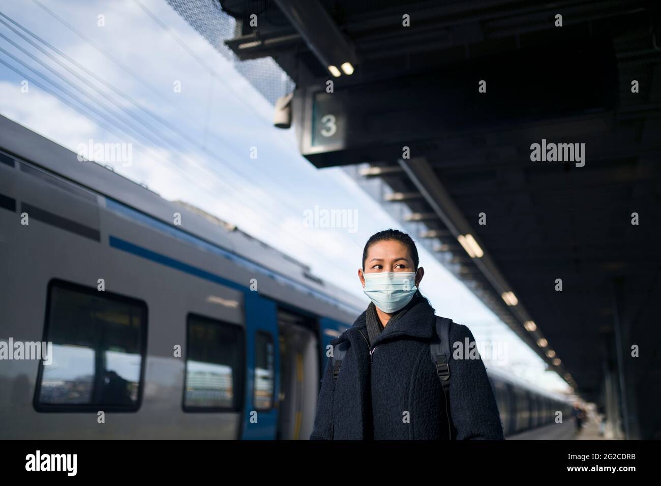 Wearing mask on platform hi-res stock photography and images - Alamy