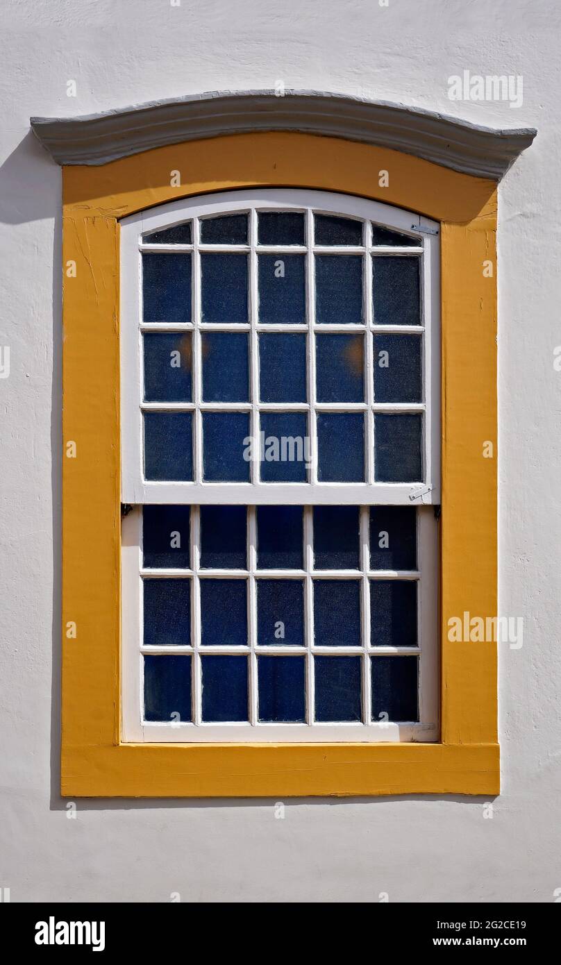 Colonial window at historical center, Sao Joao del Rei, Brazil Stock ...