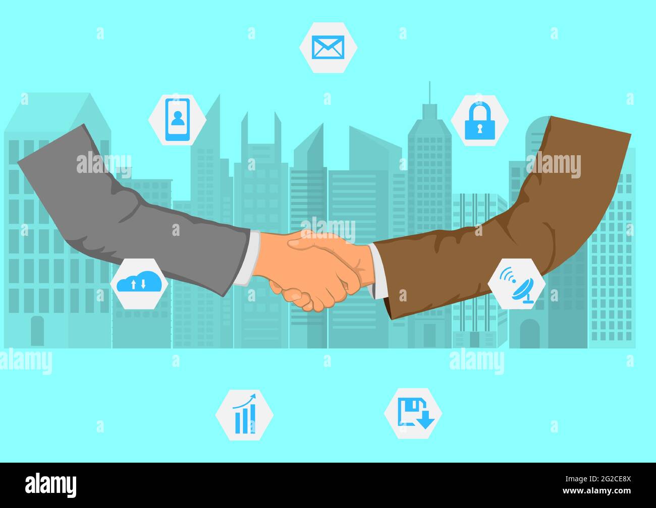 Drawing Graphics hand of business man shaking hands for successful ...