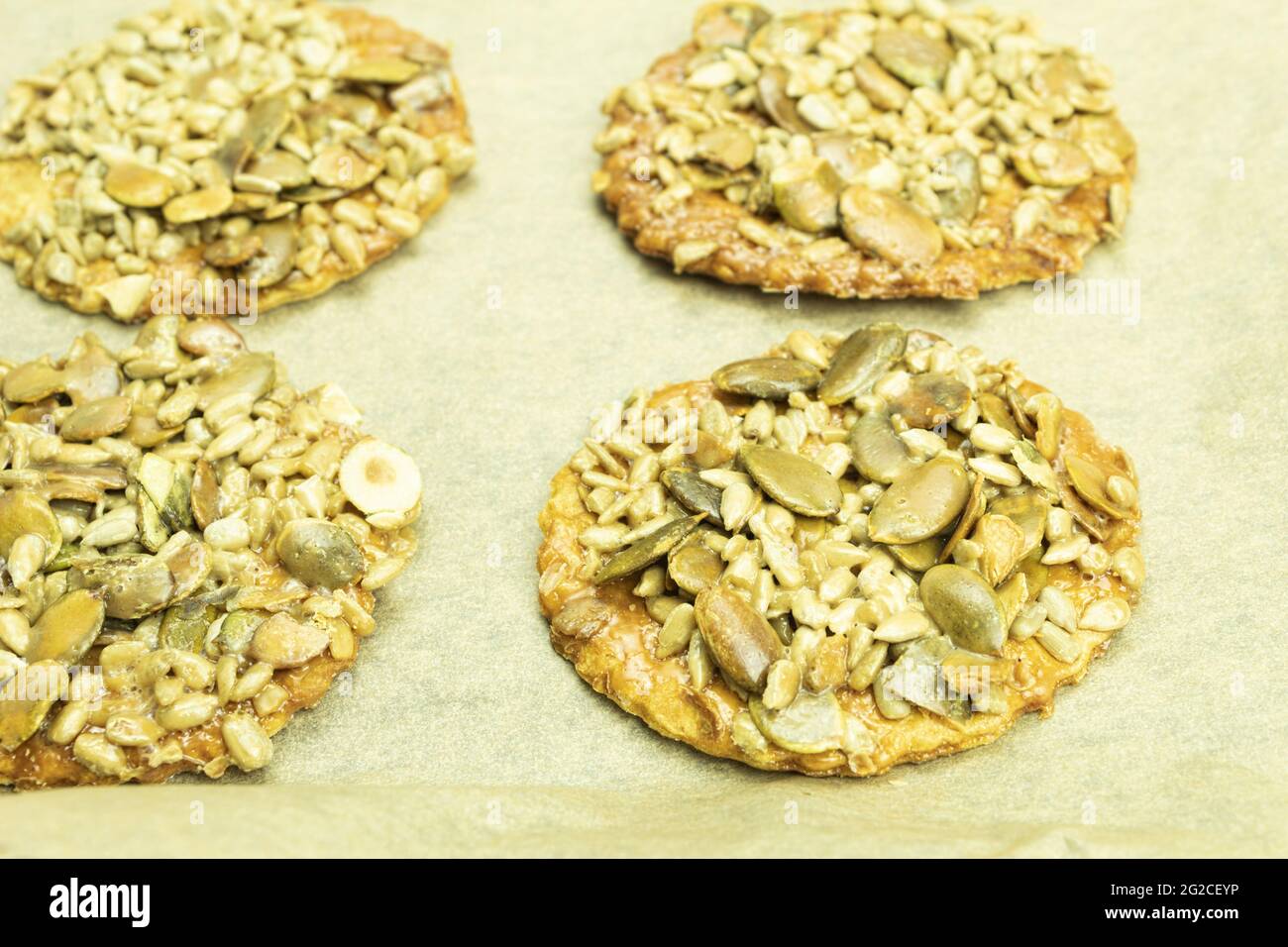 Delicious biscuits made from seeds and honey. Vegan sunflower and ...