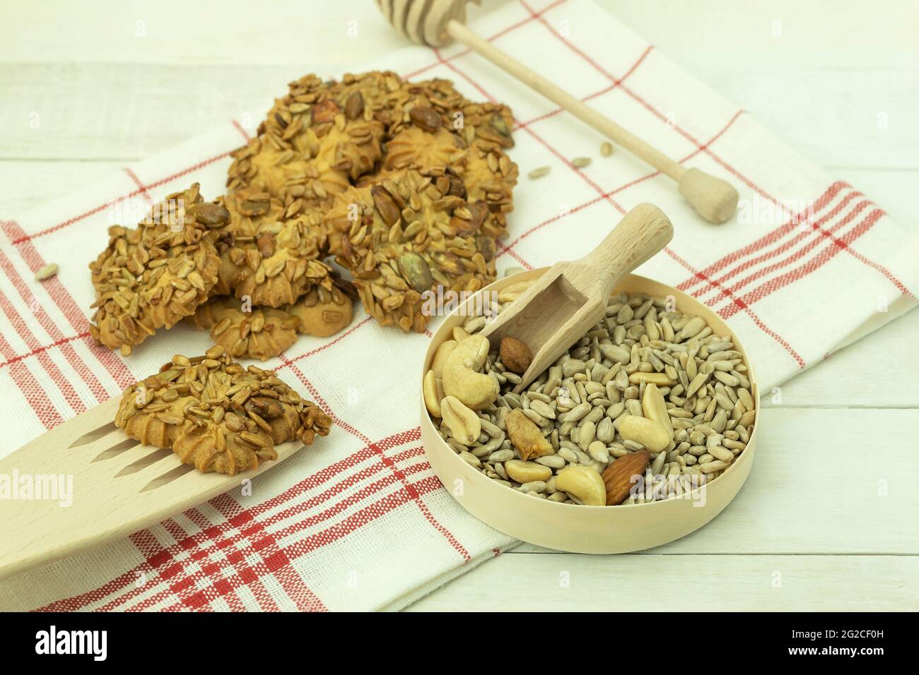 Delicious biscuits made from seeds and honey. Vegan sunflower and ...