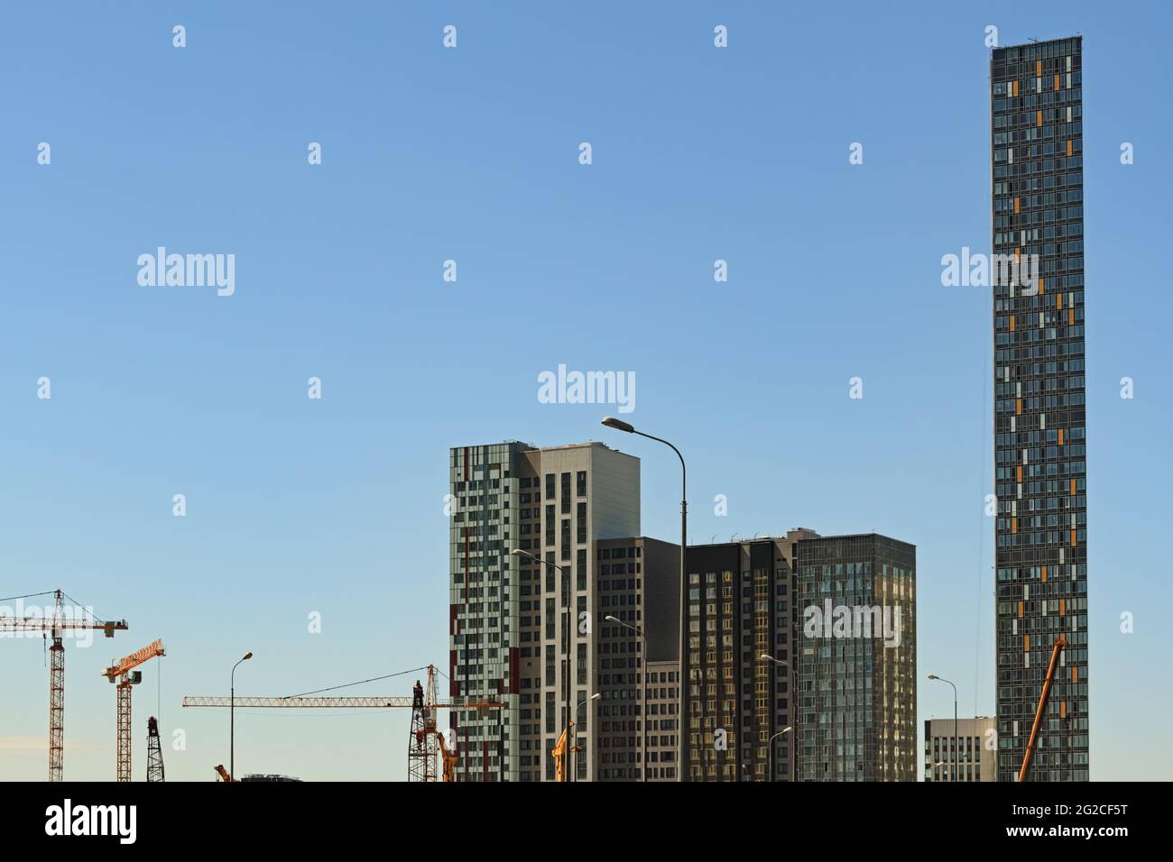 Modern high-rise apartment buildings. Housing for urban families in a ...