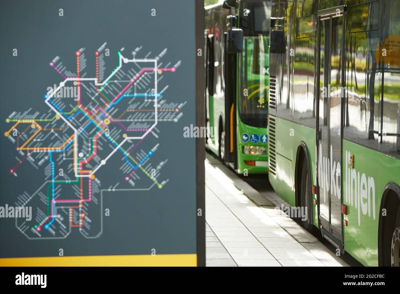 Buses at bus stop, Uppsala, Sweden Stock Photo - Alamy