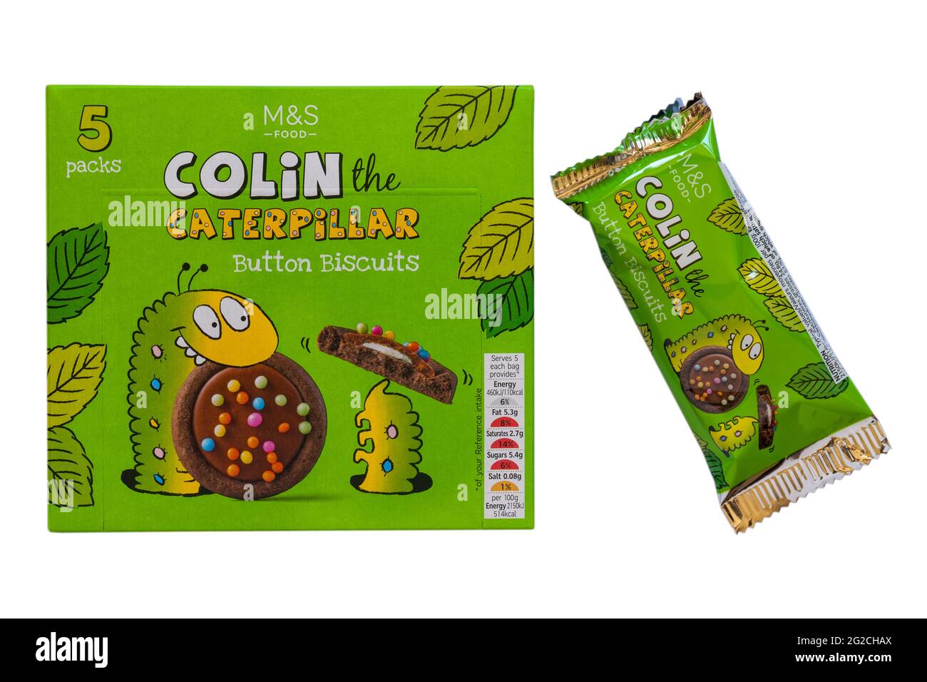 Colin the Caterpillar button biscuits from M&S with pack removed from ...