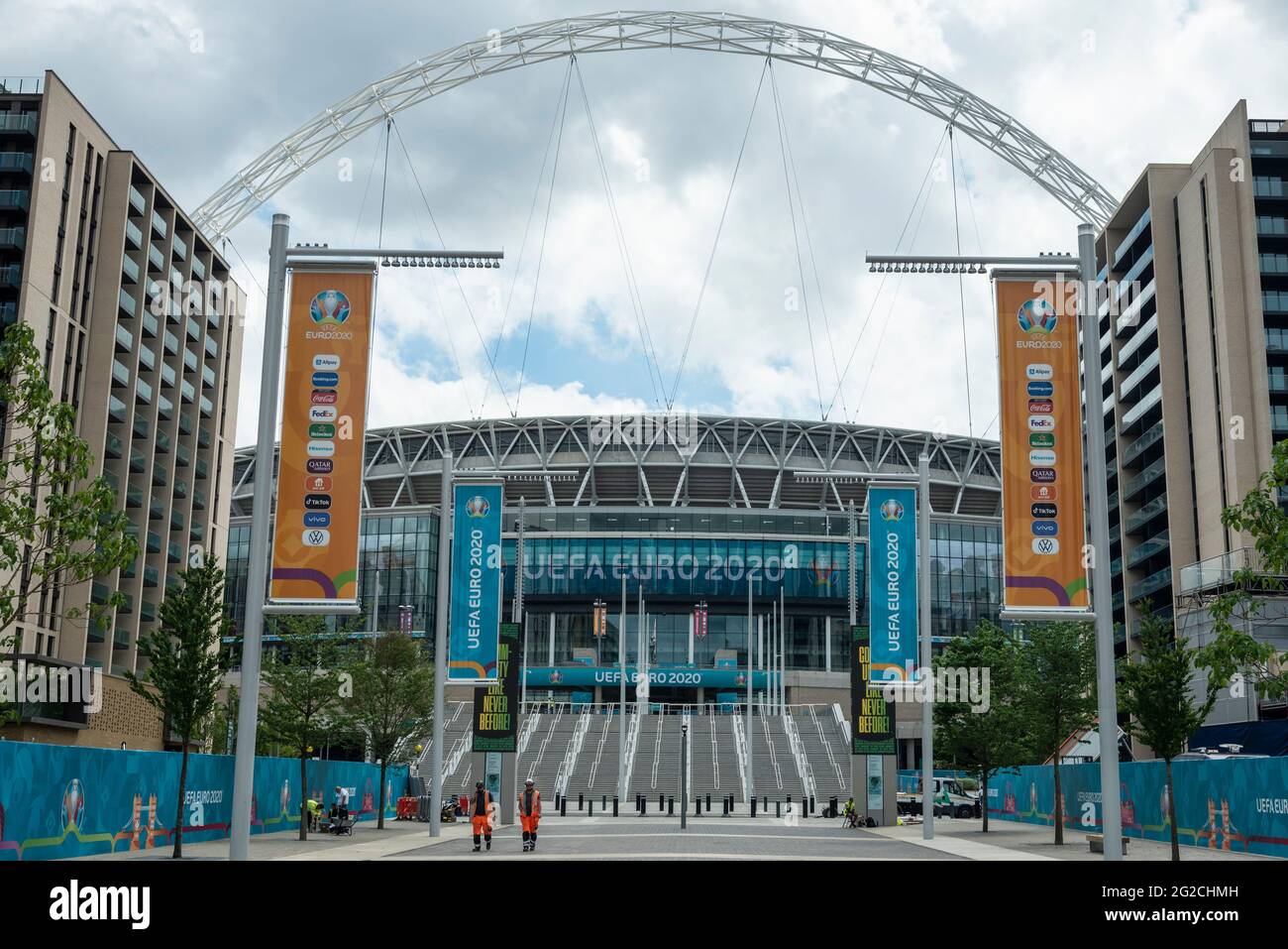Stadium signage for the final around the stadium hi-res stock ...