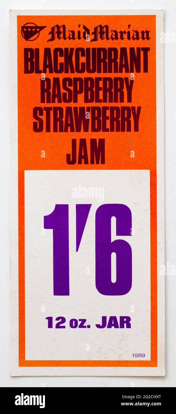 1970s Shop Advertising Price Display Label - Maid Marian Jam Stock ...