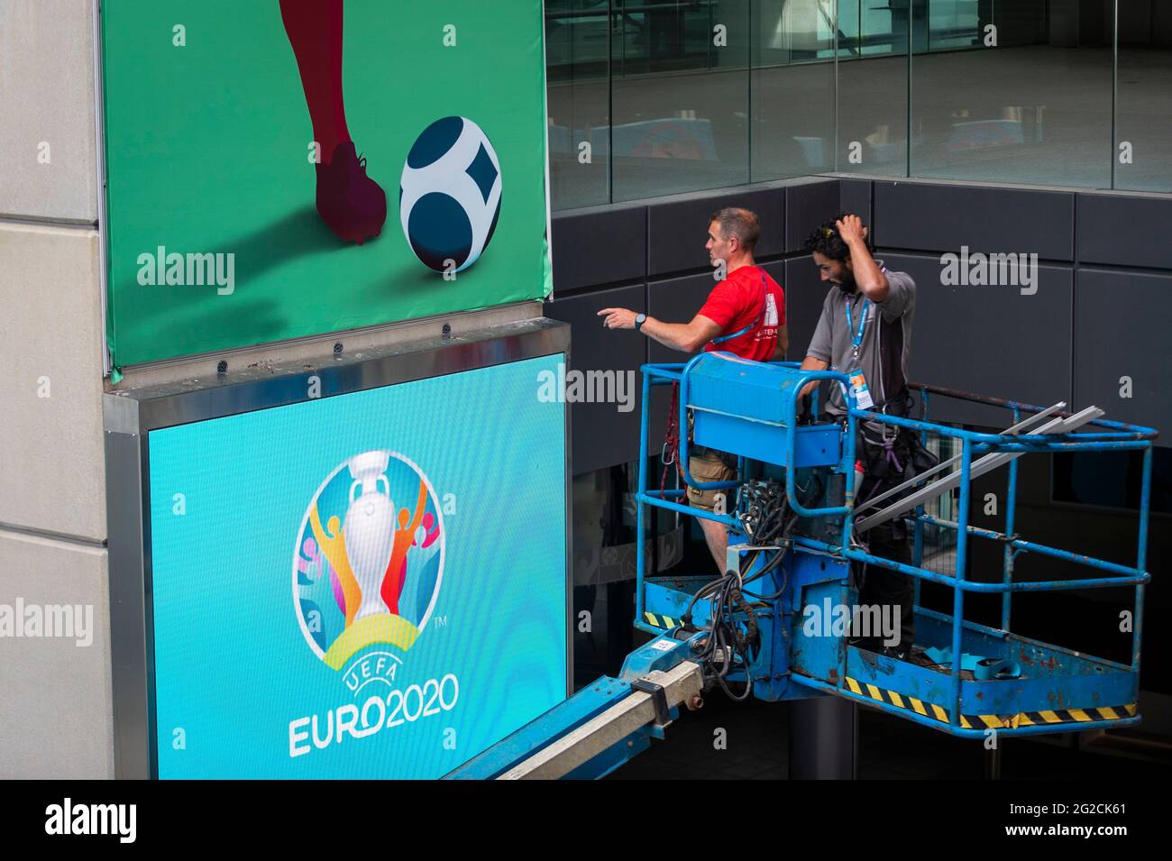 Stadium signage for the final around the stadium hi-res stock ...