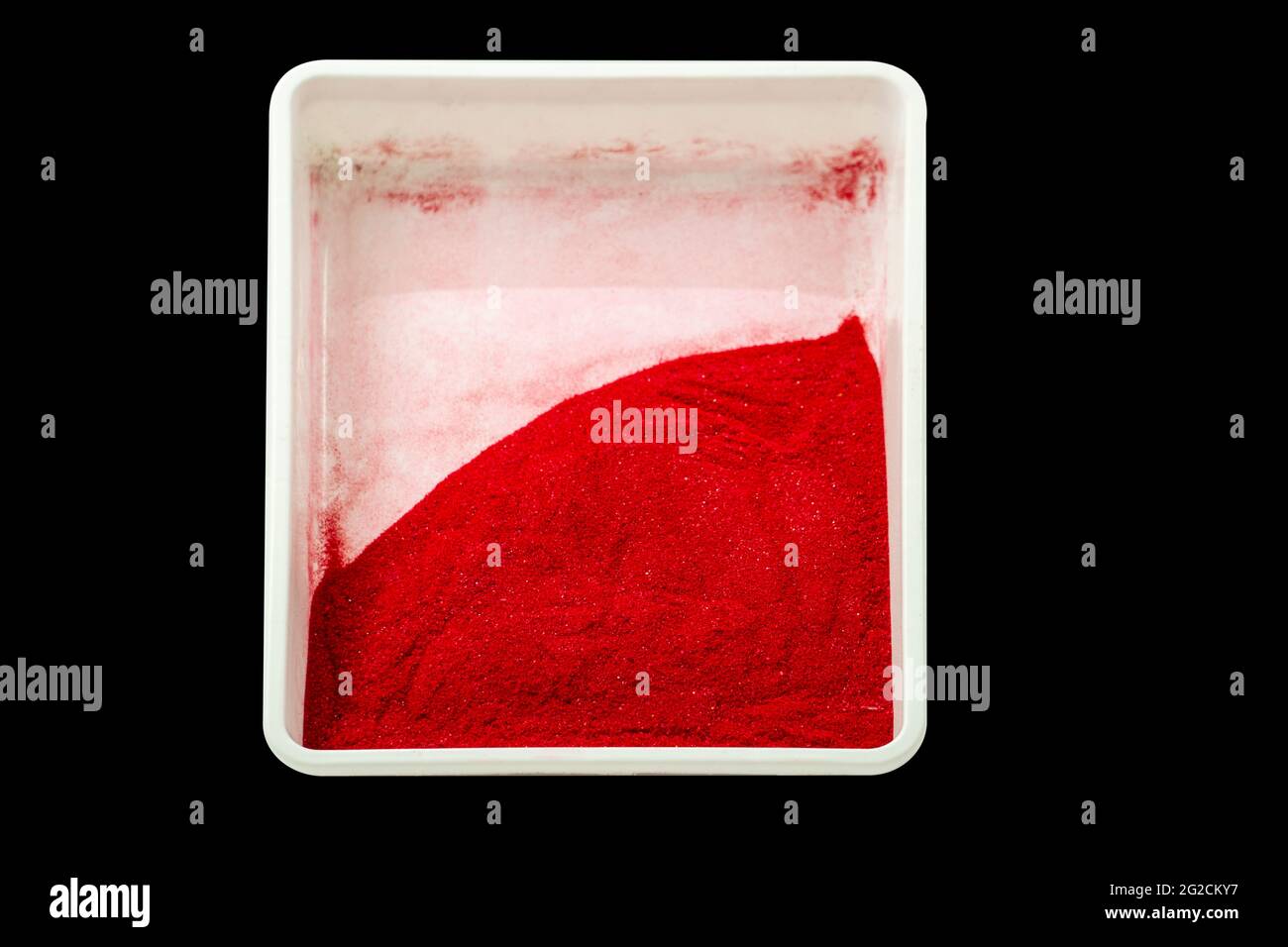Red Color Spreading In White Square Box Isolated In Black Background ...
