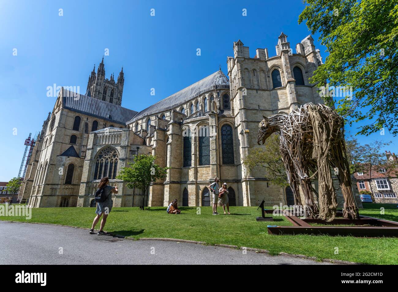 the Canterbury war horse in the grounds of Canterbury Cathedral in Kent ...