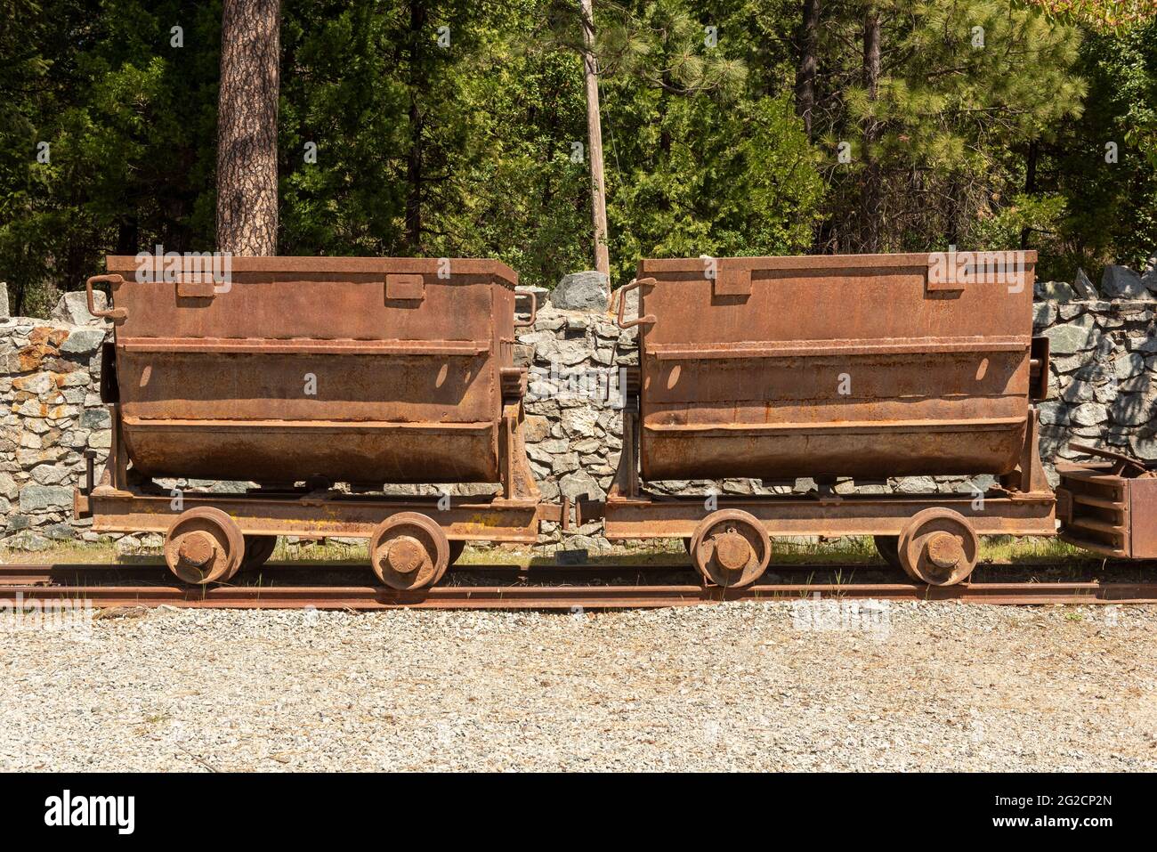 Side view of rusted Ore cars. Empire Mine State Historic Park ...