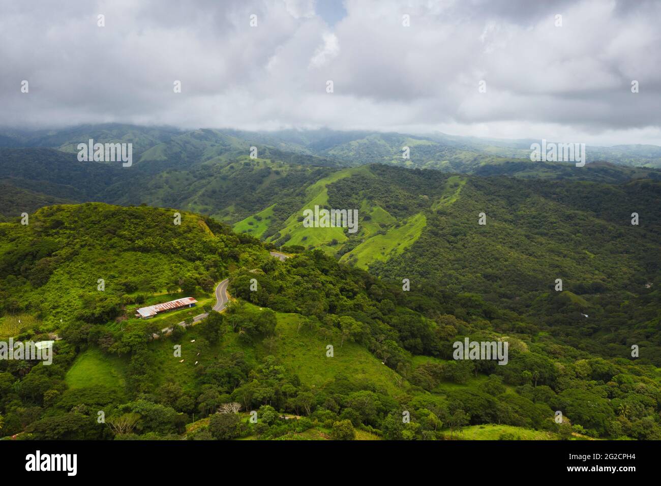 Aerial view of mountains by Monteverde Cloud Forest, Costa Rica Stock ...