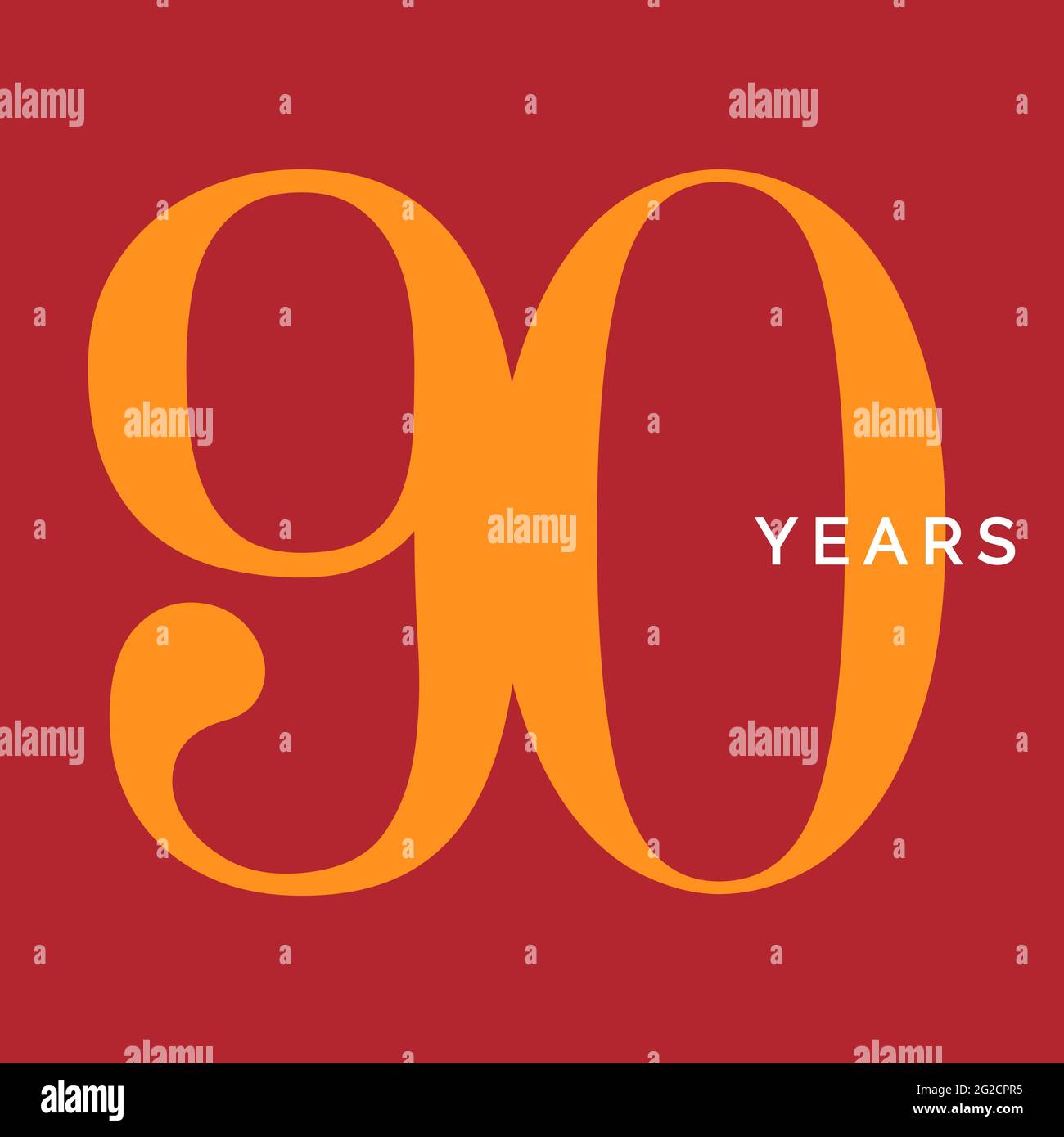 Ninety years symbol. Ninetieth birthday emblem. Anniversary sign ...