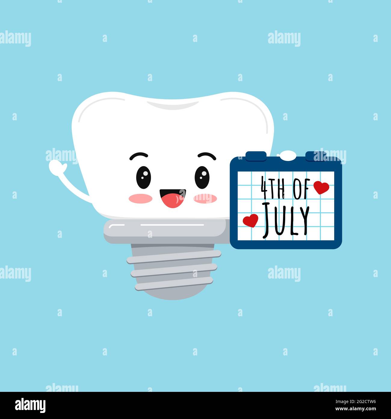 4 th of July tooth dental implant isolated on background Stock Vector ...
