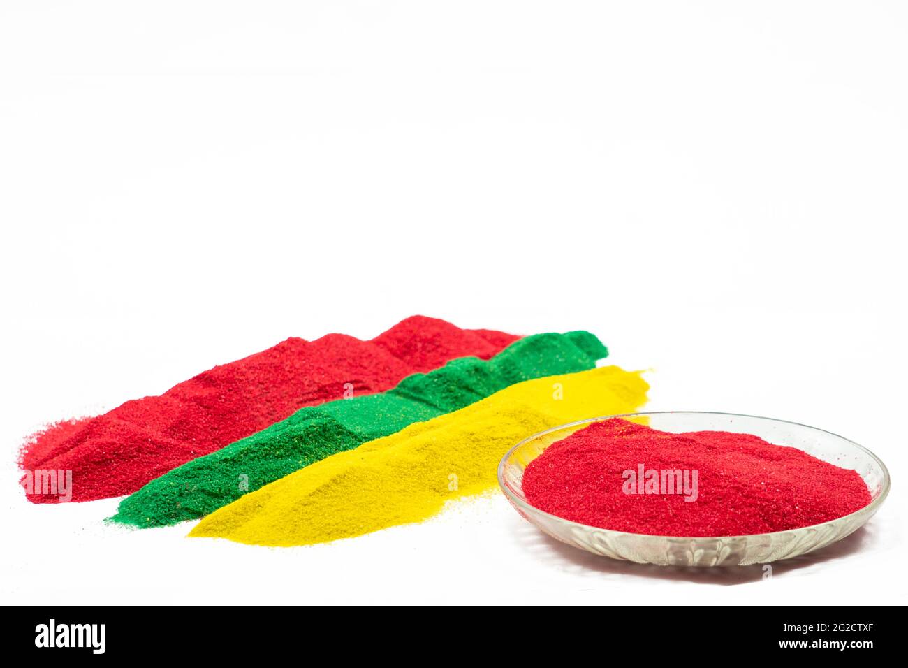 Red Green And Yellow Color Cross Line With Glass Dish Filled Red Color ...
