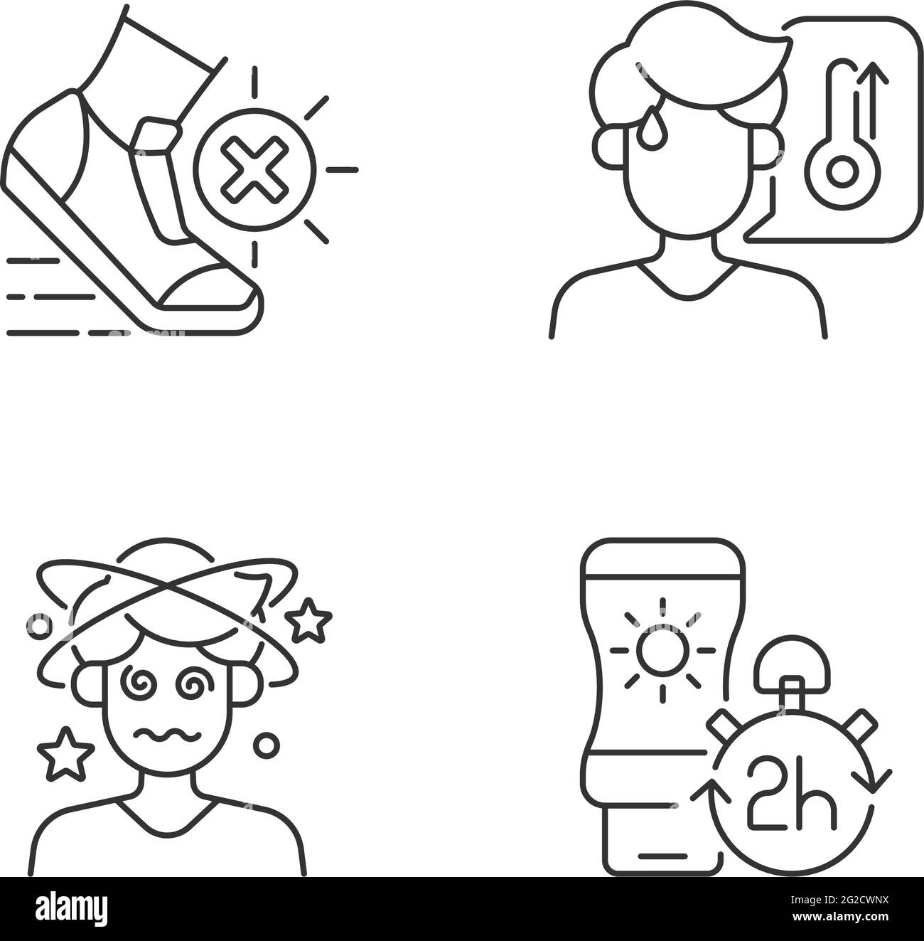 Heatstroke prevention linear icons set Stock Vector Image & Art - Alamy