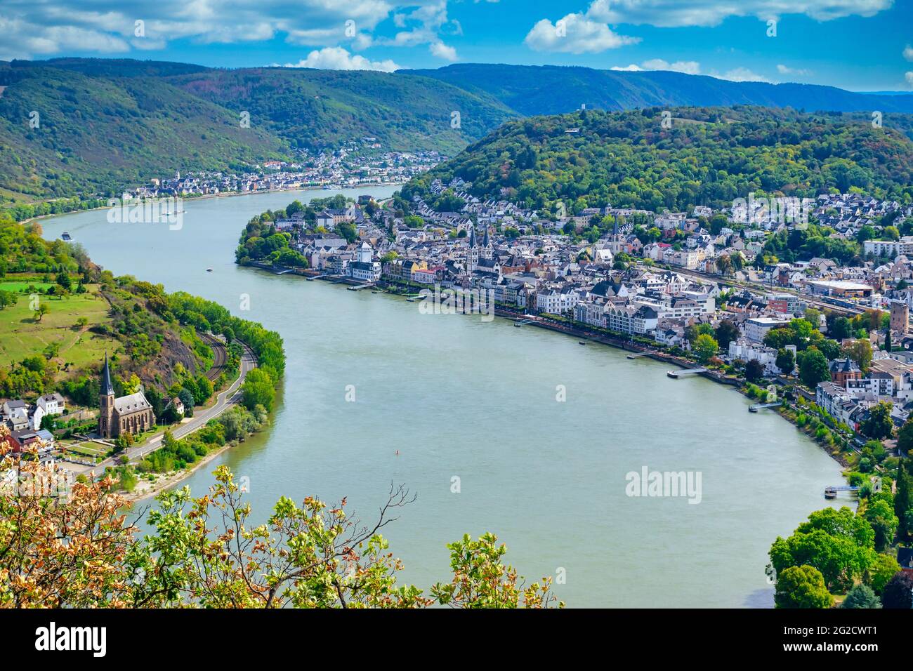 Aerial shot of Boppard city in Rhineland-Palatinate on the Rhine in ...