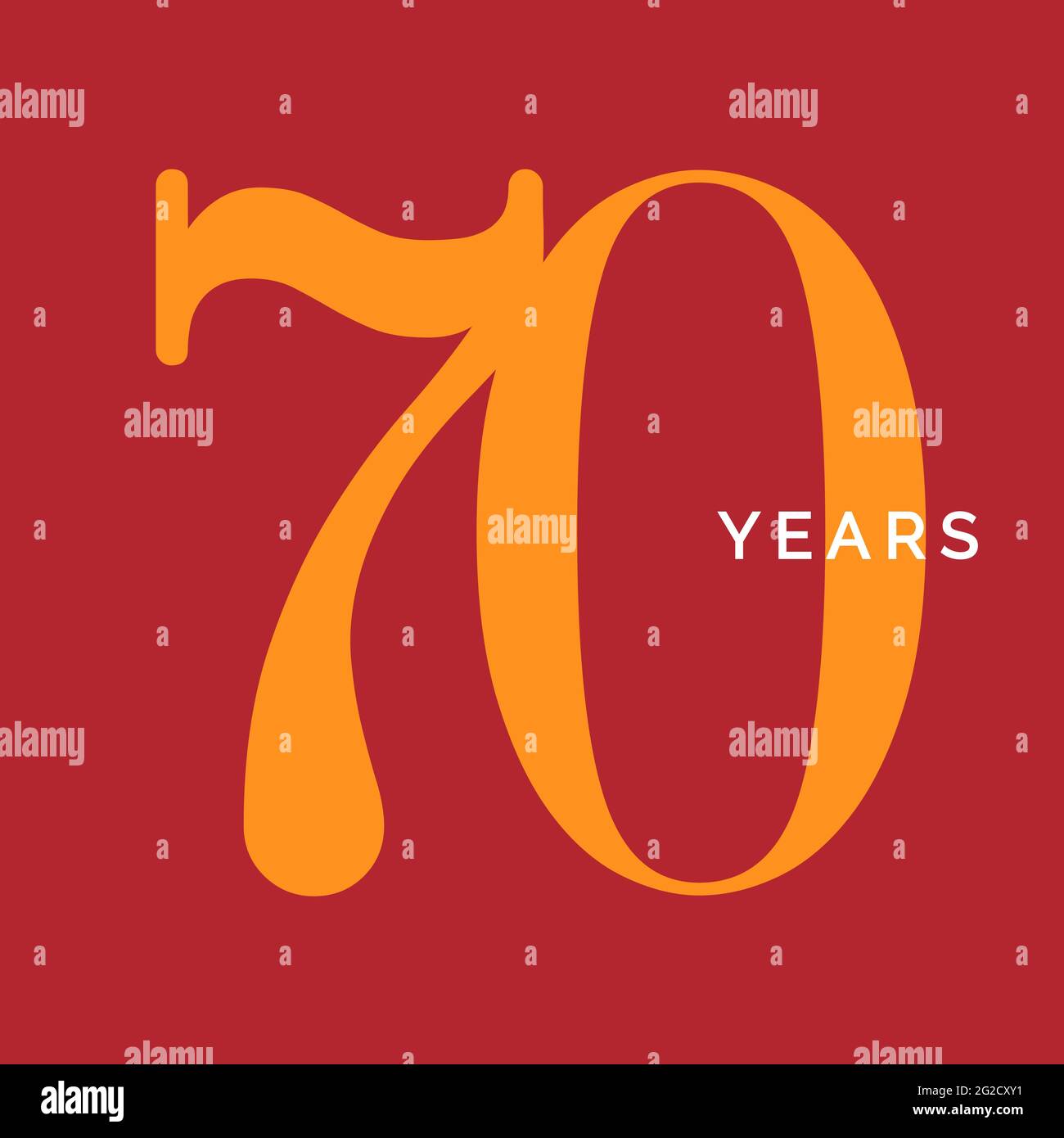 Seventy years symbol. Seventieth birthday emblem. Anniversary sign ...
