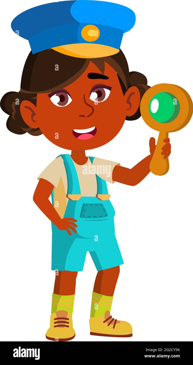 little girl kid play in train captain cartoon vector Stock Vector Image ...