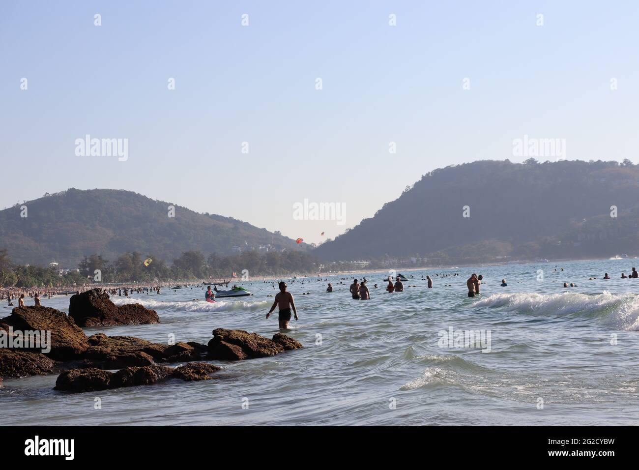 Heat at sea, waves glisten in the sun, beach vacation Stock Photo - Alamy