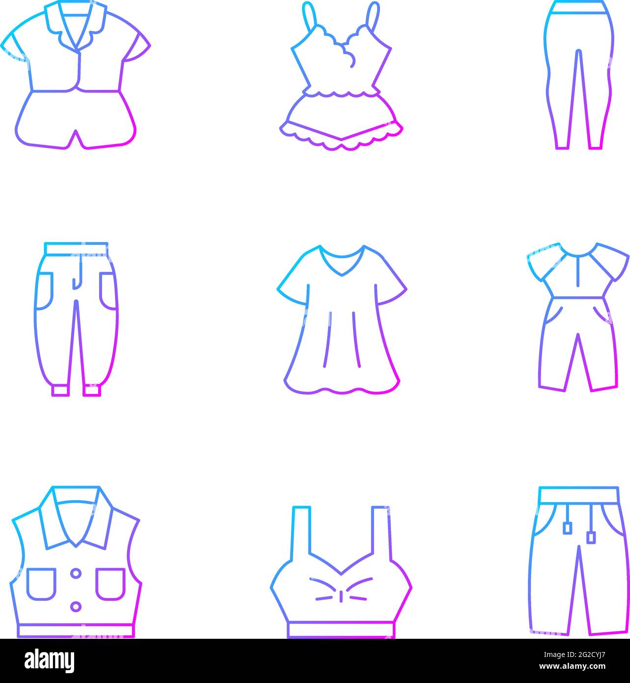 Comfortable Homewear Gradient Linear Vector Icons Set Stock Vector