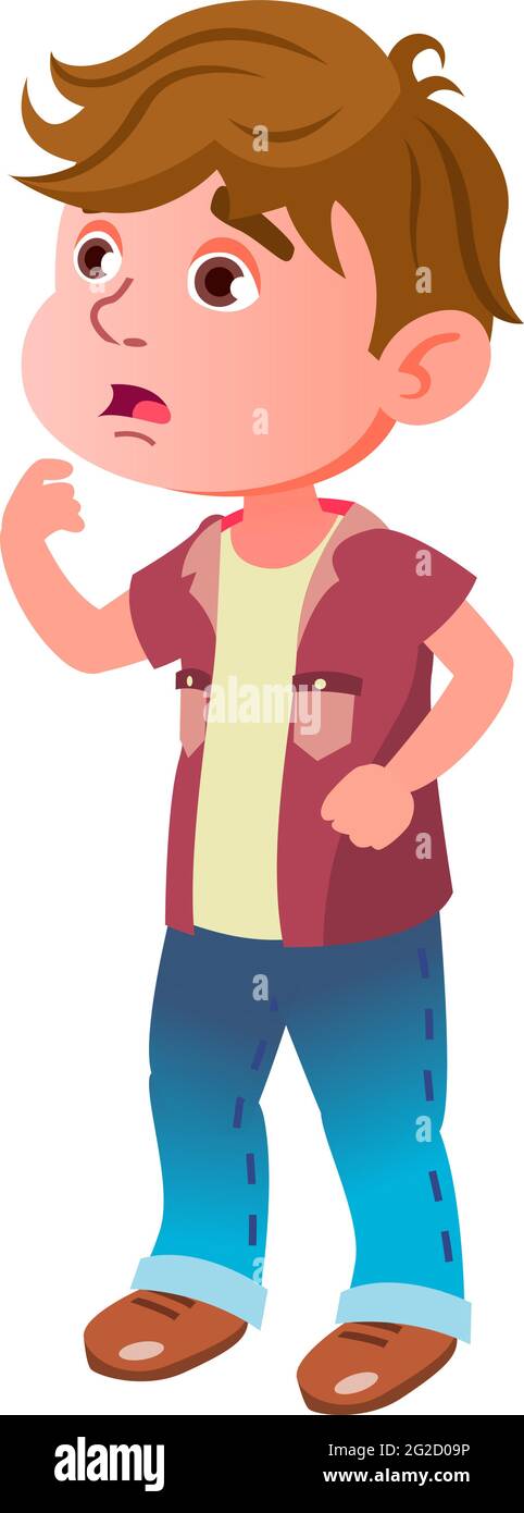 shocked pale boy staring at ghost in chamber of horrors cartoon vector ...