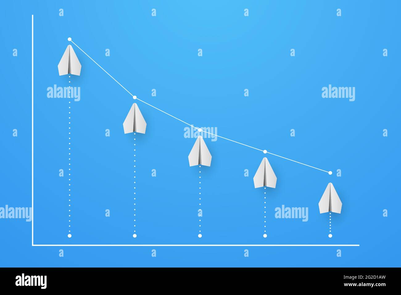 Graph and diagram from planes with decrease. Finance and business concept. Vector Illustration ...