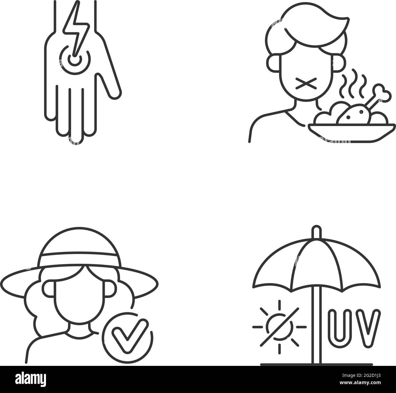 Sunstroke and sunburn linear icons set Stock Vector Image & Art - Alamy