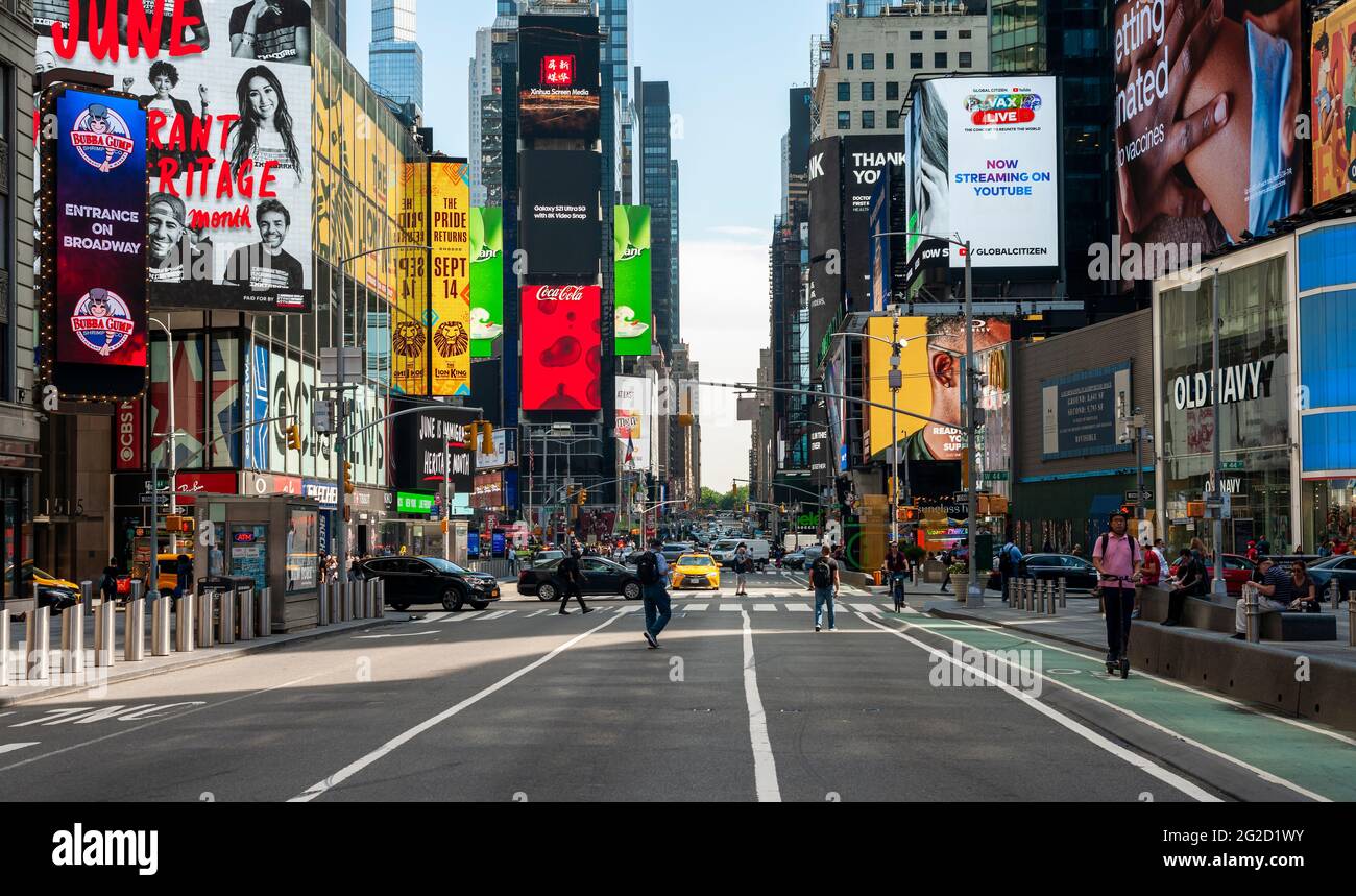 Looking up Seventh Avenue in Times Square in New York on Wednesday ...