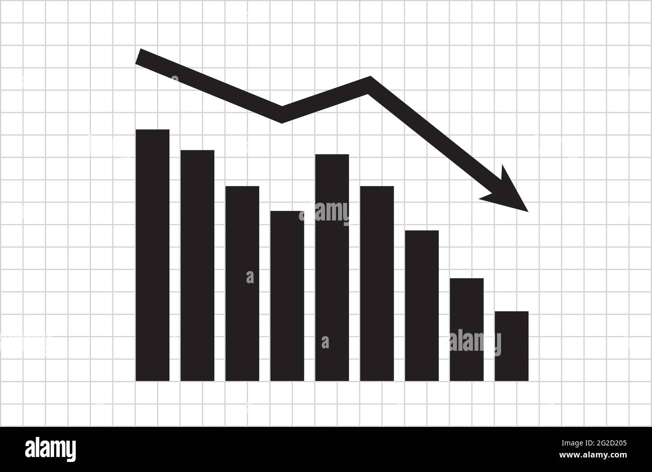 Graph with decrease report. Diagram with recession and bankruptcy progress. Business and finance ...