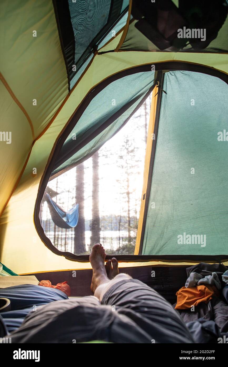 Man sleeping in the forest hi-res stock photography and images - Alamy