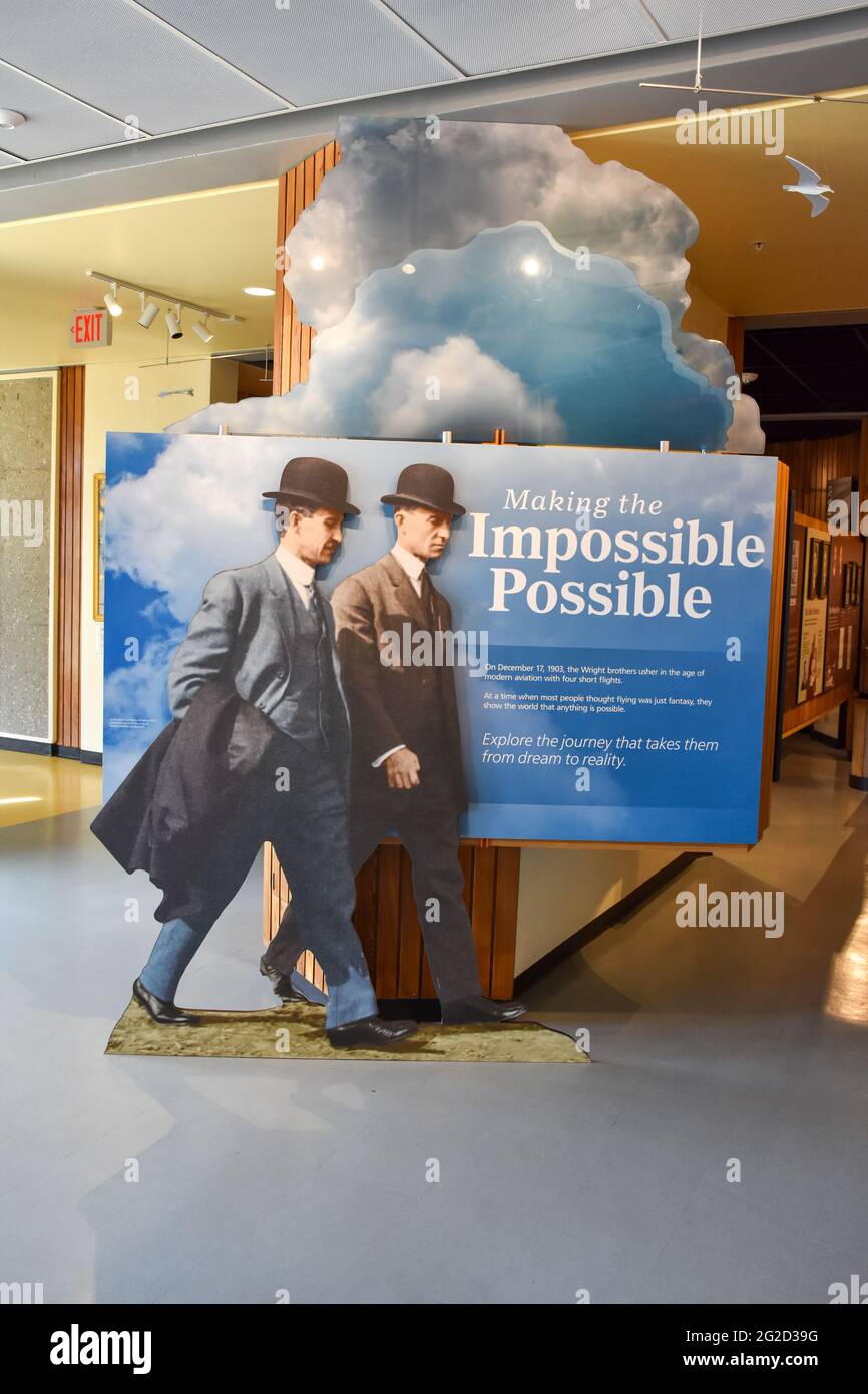 Displays in the Wright Brothers Visitor Center showing development of ...
