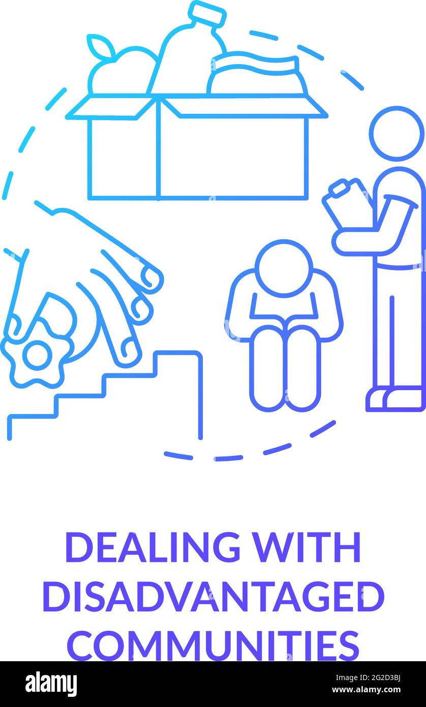 Dealing with disadvantaged communities concept icon Stock Vector Image ...