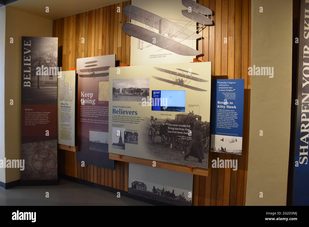Displays in the Wright Brothers Visitor Center showing development of ...