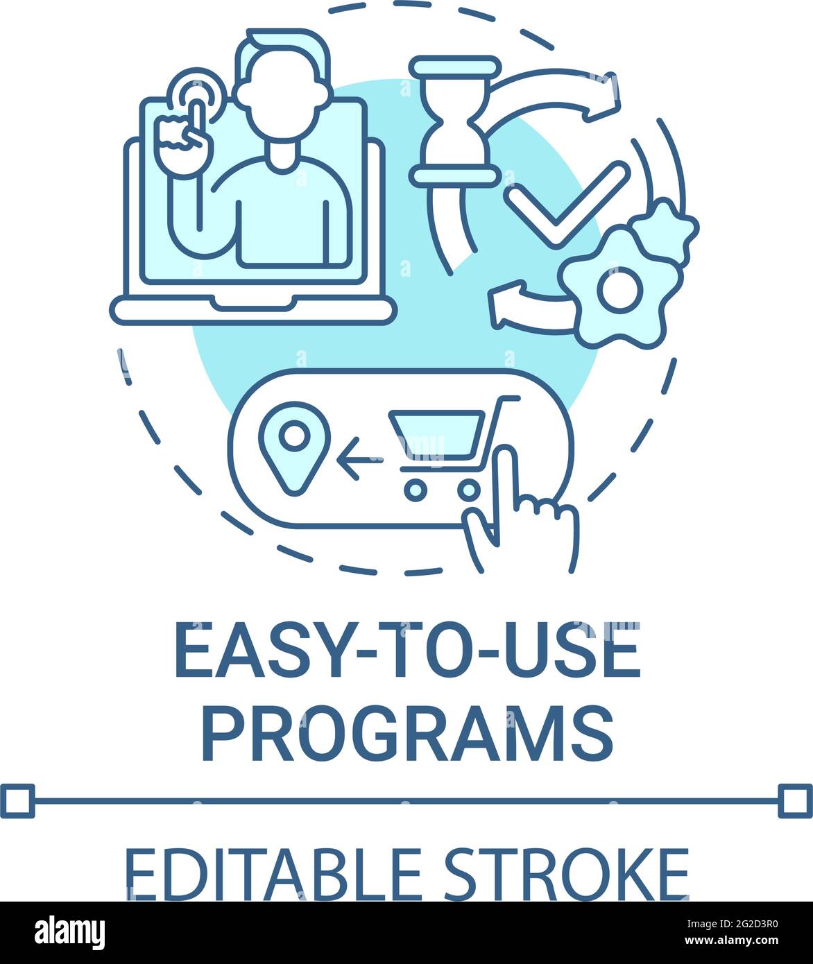 Easy-to-use programs concept icon Stock Vector Image & Art - Alamy