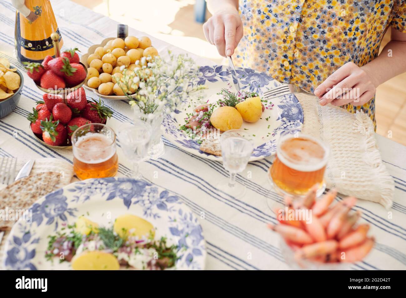 Food for traditional midsummer feast Stock Photo - Alamy