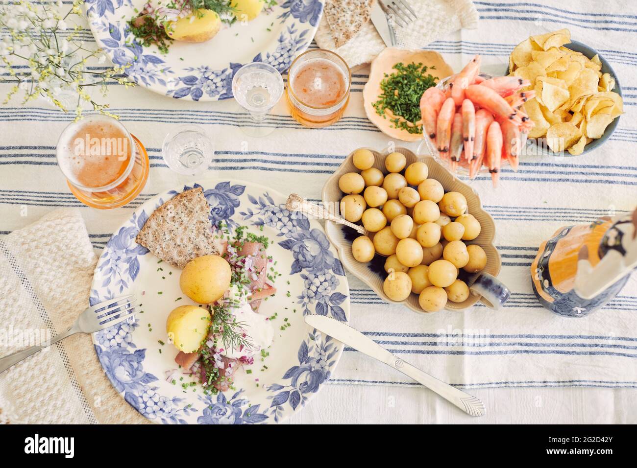 Food for traditional midsummer feast Stock Photo - Alamy