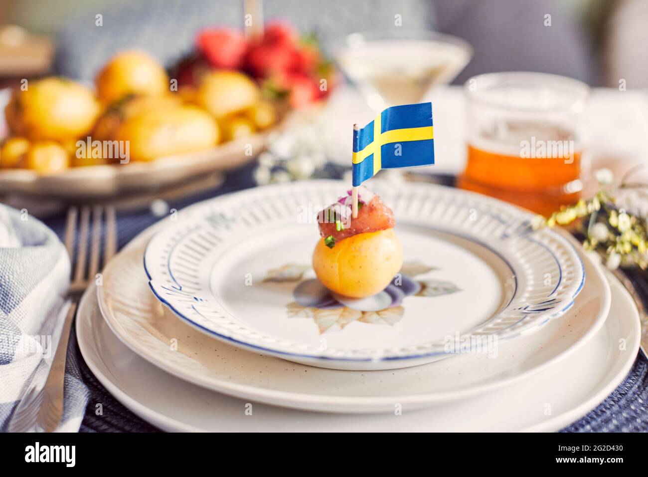 Food for traditional midsummer feast Stock Photo - Alamy