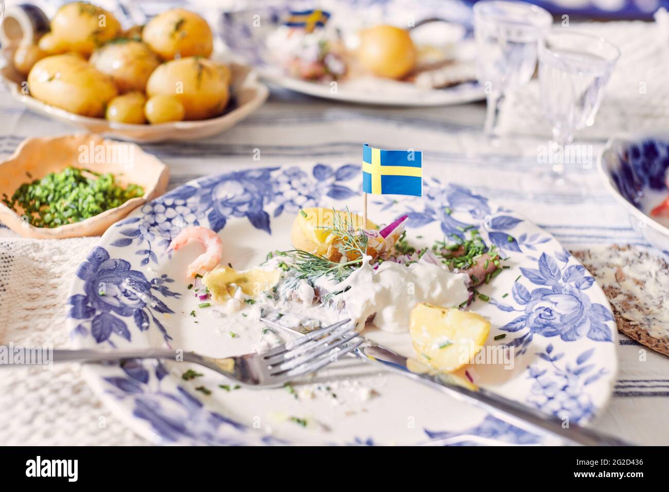 Food for traditional midsummer feast Stock Photo - Alamy