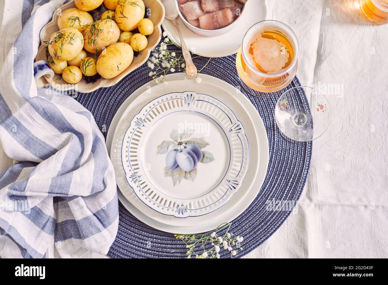 Food for traditional midsummer feast Stock Photo - Alamy