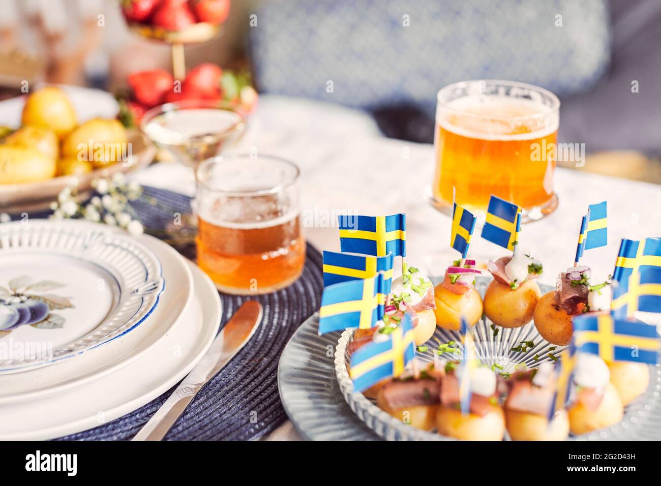 Food for traditional midsummer feast Stock Photo - Alamy